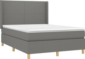 Box spring postel s matrací a LED tmavě šedá 140x200 cm textil 3138718