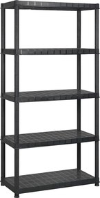 Úložný regál 5patrový černý 170 x 40 x 185 cm plast 3059853