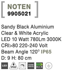 Nova Luce Venkovní sloupkové svítidlo NOTEN, 80cm, LED 8W 3000K IP65, IP65
