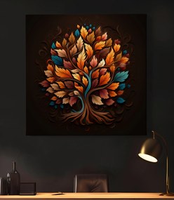 Obraz na plátně - Strom života podzimní listy FeelHappy.cz Velikost obrazu: 140 x 140 cm