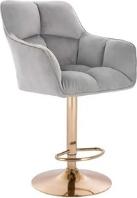 LuxuryForm DESIGN Barová židle AMALFI VELUR na zlaté kulaté podstavě - světle šedá