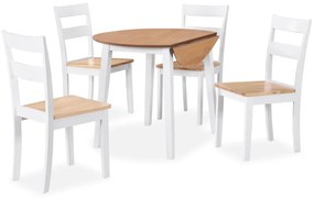 Jídelní set 5 kusů, MDF a kaučukovníkové dřevo, bílý 274943