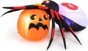 Costway Nafukovací halloweenský pavouk s dýní a rotujícími LED světly Dekorace