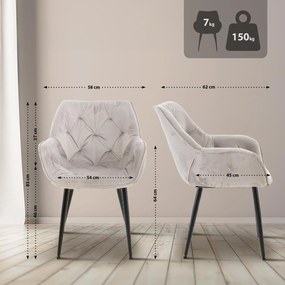 Sada 2 ks židle Tanna samet – šedá