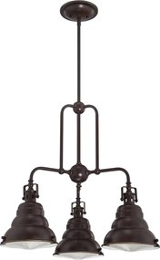 Elstead Industriální tříramenný lustr Quoizel Eastvale Palladianský bronz 3x E27