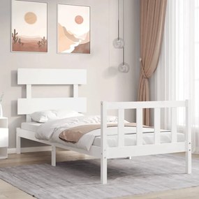vidaXL Rám postele s čelem 100 x 200 cm masivní dřevo [3193264] Barva: Bílá