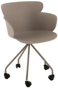 Plastová šedá židle na kolečkách Eva - 56*53*81 cm