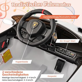 Costway Dětské elektrické auto Lamborghini s dálkovým ovládáním a LED – bílý