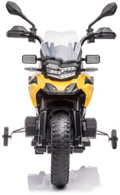 Dětská elektrická motorka BestBerg BBCC-80Y – BMW F 850 GS / nosnost 30 kg / Li-Ion baterie / žlutá