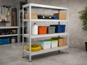 Regál 150x70x30 cm zinkovaný 4-policový, nosnost 700 kg, RIVET
