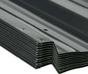 Outsunny 12 kusů Trapézový plech 129x45cm 7m² Pozinkovaný střešní plech 0,25 mm Profilovaný plech odolný proti povětrnostním vlivům Tmavě šedá barva
