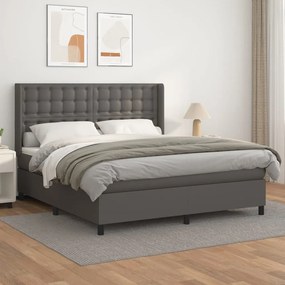 Box spring postel s matrací šedá 160x200 cm umělá kůže