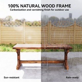 Outsunny 2místná zahradní lavička z masivního smrku, pálená, X-nožky — 114 × 40 × 46 cm, nosnost 240 kg