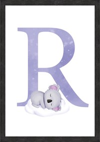 Abeceda písmena s koalou - Obraz, Plakát Velikost: B2 - 50x70 cm, Volba rámu: s černým rámem, Písmeno: R