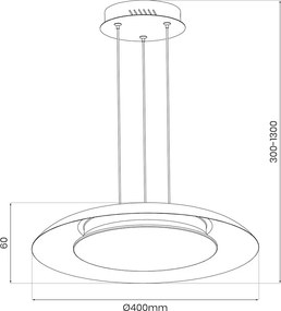 Závěsné LED svítidlo Piattino, 1x LED 30w, 3000-6000k, w