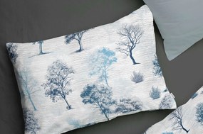 Krepový povlak na polštář Stíny stromů - modrý Velikost: 70 x 90