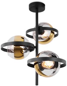 Stropní svítidlo Asturia Ring, 3x zlaté/transparentní skleněné stínítko, B