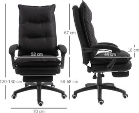 Masážní kancelářská židle Vinsetto s výsuvnou podnožkou, ergonomická kancelářská židle, výškově nastavitelná, černá| Aosom