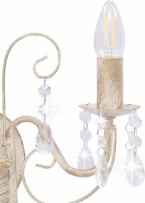 Nástěnná lampa s korálky bílá patina 2 x žárovka E14 281590
