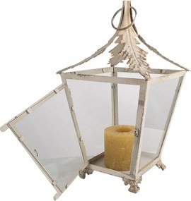 Béžovo-bronzová antik kovová lucerna Brocante - 26*26*47 cm
