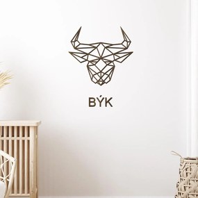 dřevo života Dřevěná samolepka znamení BÝK Zvolte rozměr (cm): 80x75, Zvolte barvu dekoru: Ořech