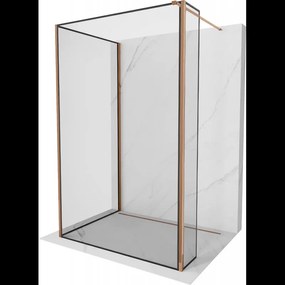 Mexen Kioto sprchová stěna Walk-in 110 x 90 x 30 cm, černý vzor, růžové zlato - 800-110-090-221-60-70-030