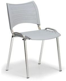 Plastová židle SMART, chromované nohy, šedá