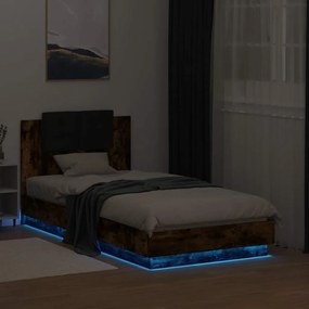 Rám postele s čelem a LED osvětlením kouřový dub 75 x 190 cm 3210070