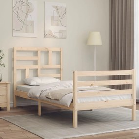 Rám postele s čelem 100 x 200 cm masivní dřevo 3194886