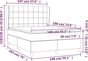 Box spring postel s matrací černá 140 x 190 cm samet 3129209