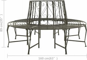 Zahradní lavice kolem stromu 160 cm ocel 313033