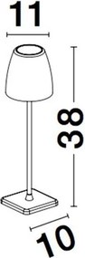 NV 9121911 Venkovní stolní lampa COLT bílý litý hliník a akryl LED 2W 3000K IP54 62st. 5V DC vypínač na těle USB kabel stmívatelné - NOVA LUCE