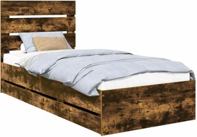 Rám postele s čelo Kouřový dub 100 x 200 cm Inženýrské dřevo 3411856