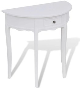 Bílý půlkruhový konzolový stolek se zásuvkou - Default Title