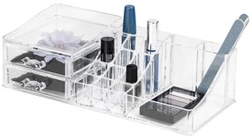 Organizer na kosmetiku Compactor Multi - 16 přihrádek, 2 zásuvky, čirý plast