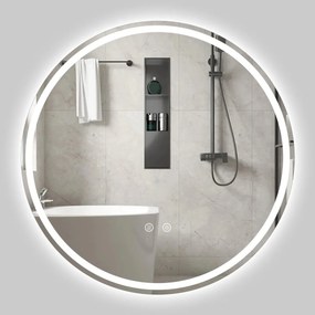 Costway Ø80 cm Kulaté LED osvětlené zrcadlo s nastavitelným jasem a dotykovým