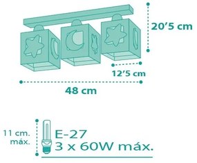 Dalber D-63233NH - Dětské stropní svítidlo MOONLIGHT 3xE27/60W/230V