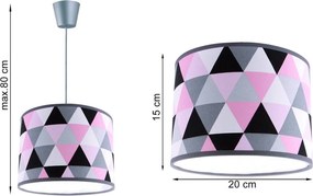 Závěsné svítidlo Garo, 1x textilní stínítko se vzorem (výběr ze 3 barev), (výběr ze 3 barev konstrukce), (fi 20cm)