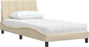 Postel s matrací Hanko krémová 100 x 200 cm textil 3310515