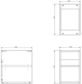 Mexen Box-A, otevřená skříňka s policí 30 cm, dub, 91AX2-0300-470-0-81