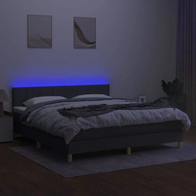 Box spring postel s matrací a LED tmavě šedá 160x200 cm textil 3133726