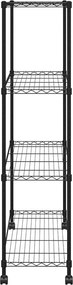 Úložný regál 4 police 90 x 35 x 142 cm s kolečky černý 200 kg 324628