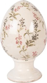Keramické vajíčko na podstavci s lučními květy Monnia L - Ø 15*24 cm