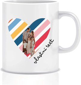 Personalizovaný klasický bílý keramický hrníček 300 ml s výřezem fotky na podkladu