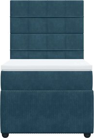 Box spring postel s matrací modrá 90 x 200 cm samet 3294542