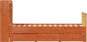 Postel s knihovnou bez matrace hnědá 75x190 cm masivní borovice 3308947