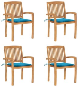 Stohovací zahradní židle s poduškami 4 ks masivní teak,  3073214