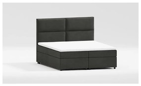 Tmavě šedá čalouněná dvoulůžková postel s úložným prostorem s roštem 140x200 cm Rico – Ropez