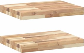 Plovoucí police 2 ks 60 x 30 x 4 cm neošetřené akáciové dřevo 3279448