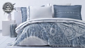 Set přehozu Asral, povlečení, prostěradla a povlaků na polštář, na jednolůžko, bavlněný, modrý